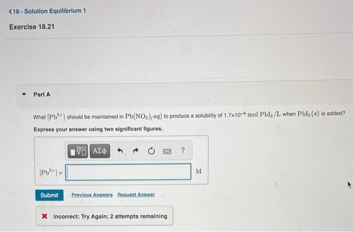 Solved What [Pb2+] should be maintained in Pb(NO3)(aq) to | Chegg.com