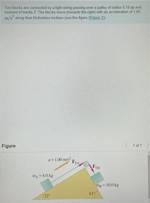 Solved Two blocks are connected by a light string passing | Chegg.com