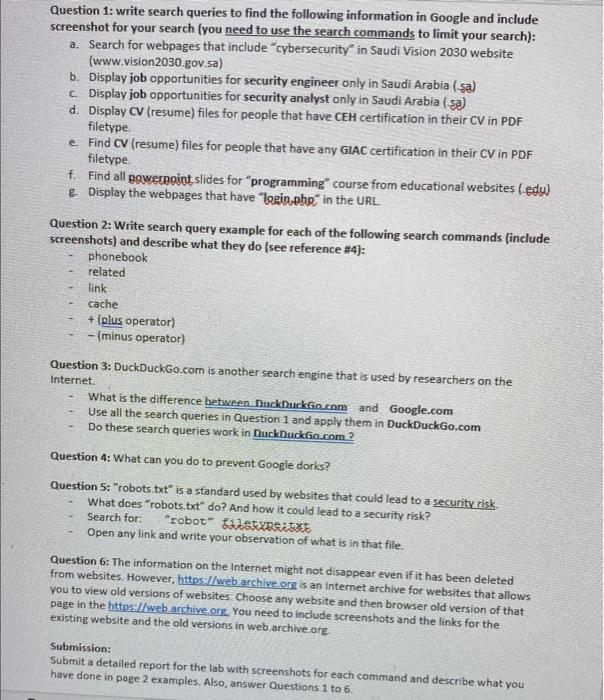 Solved Question 1: write search queries to find the | Chegg.com