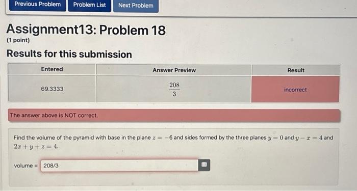Solved Assignment13: Problem 18 (1 point) Results for this | Chegg.com