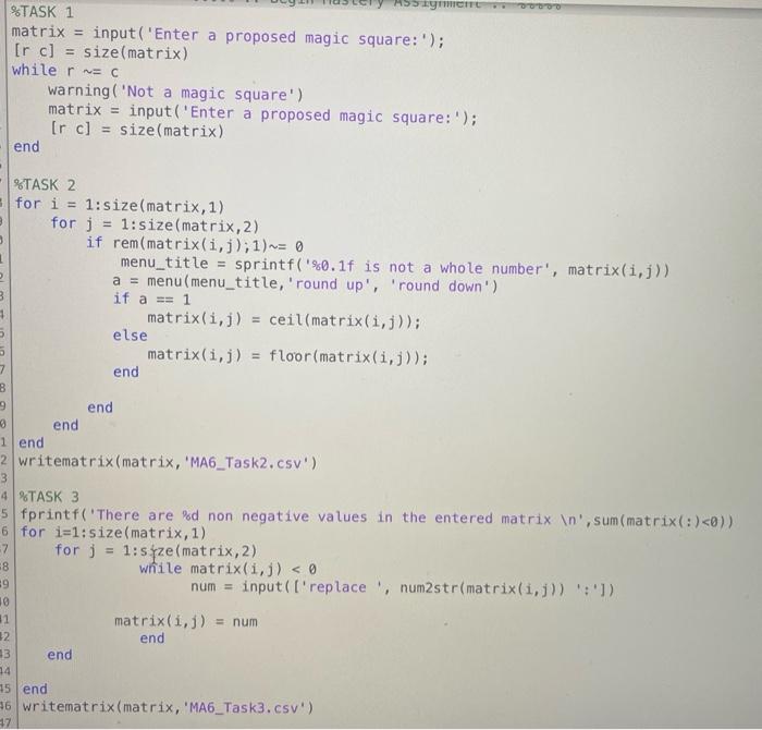 Solved TASK 1: Matrix size ( 3−5 min) Prompt the user to | Chegg.com