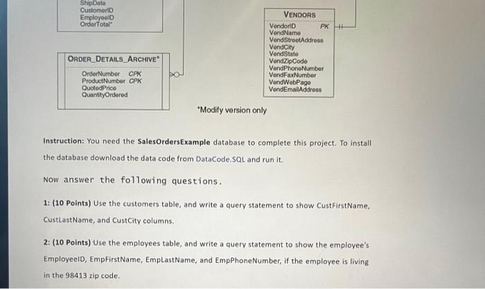 Solved Instruction: You need the SalesOrdersExample | Chegg.com