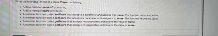 Solved Write a full class definition for a class named | Chegg.com