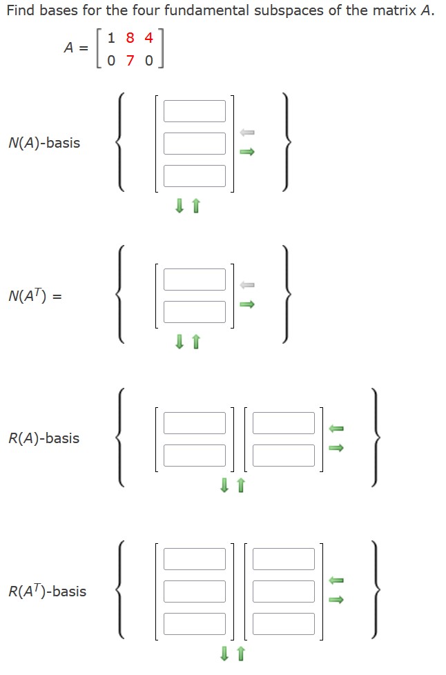 Solved Find bases for the four fundamental subspaces of the | Chegg.com