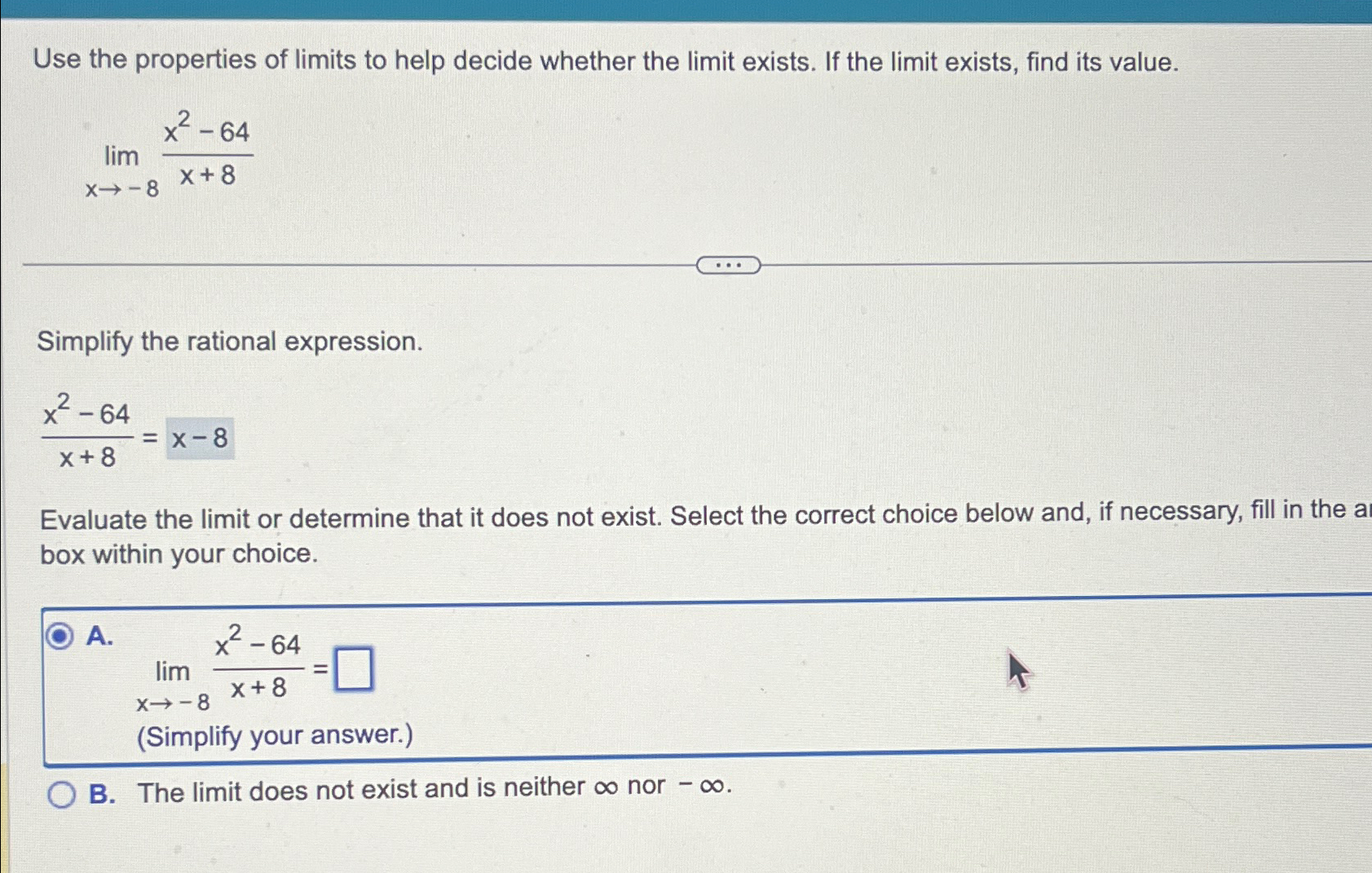 Solved Use the properties of limits to help decide whether | Chegg.com