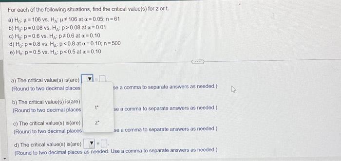 Solved For each of the following situations, find the | Chegg.com