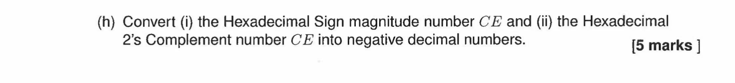 Solved (h) ﻿Convert (i) ﻿the Hexadecimal Sign magnitude | Chegg.com