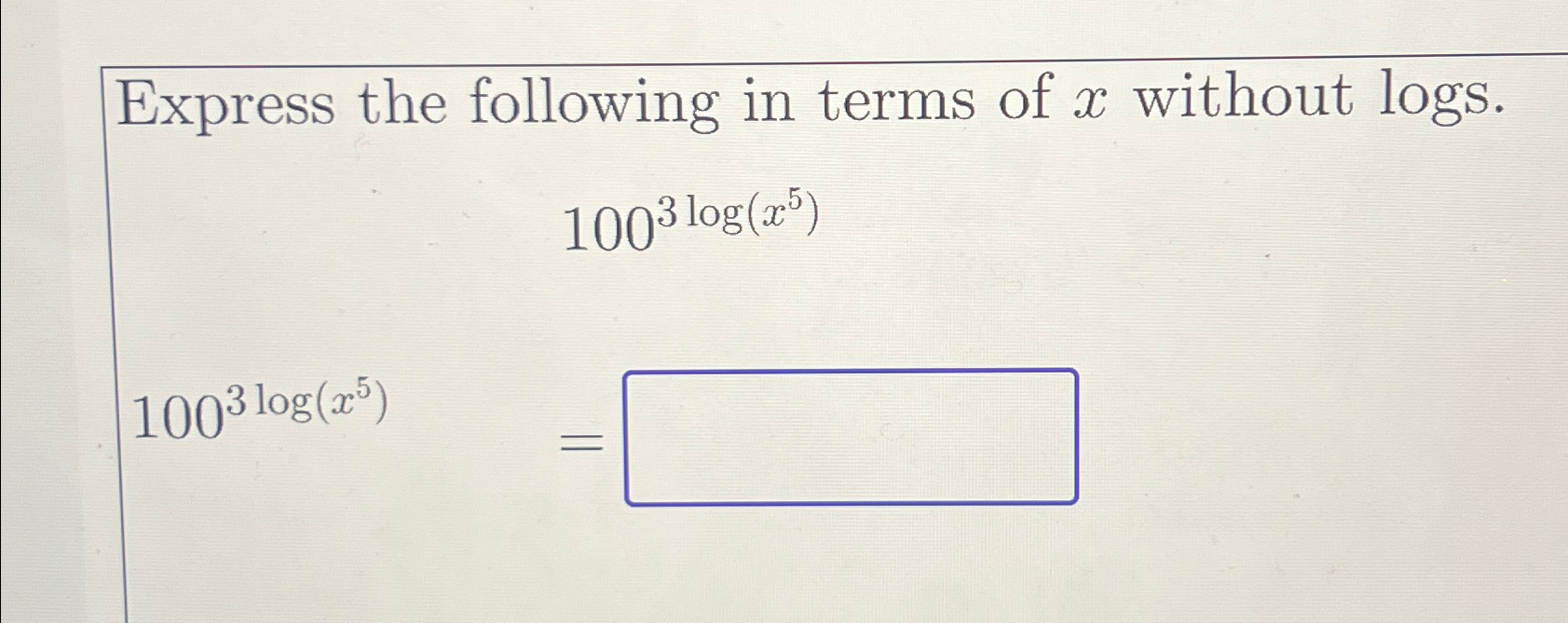 Express the following in terms of x ﻿without | Chegg.com