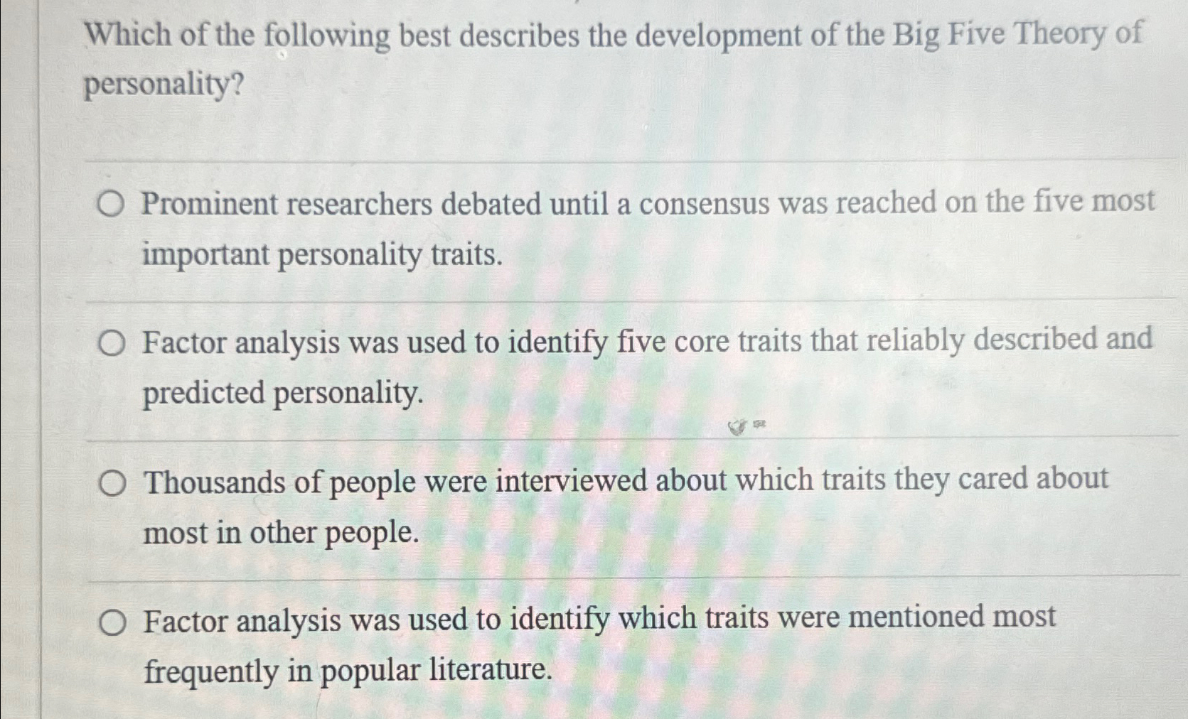 Solved Which of the following best describes the development | Chegg.com