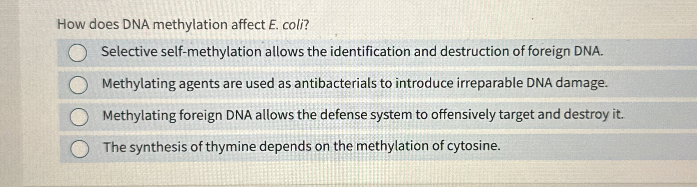 Solved How Does Dna Methylation Affect E ﻿coliselective