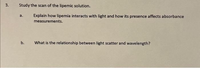 Solved 3. Study the scan of the lipemic solution. Explain | Chegg.com