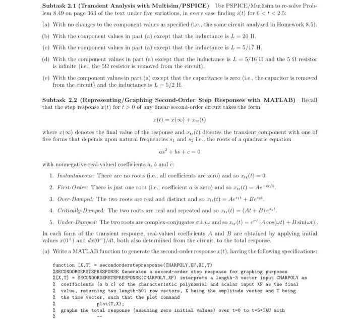 Subtask 2.1 (Transient Analysis with Multisim/PSPICE) | Chegg.com