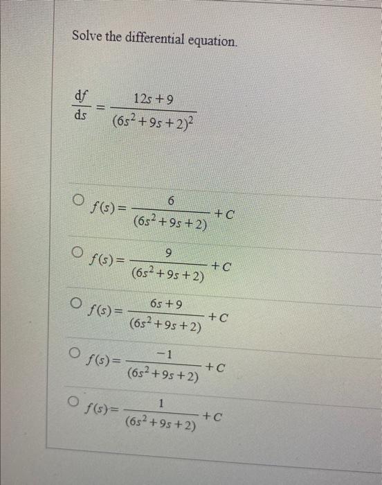 Solved Solve the differential equation. | Chegg.com