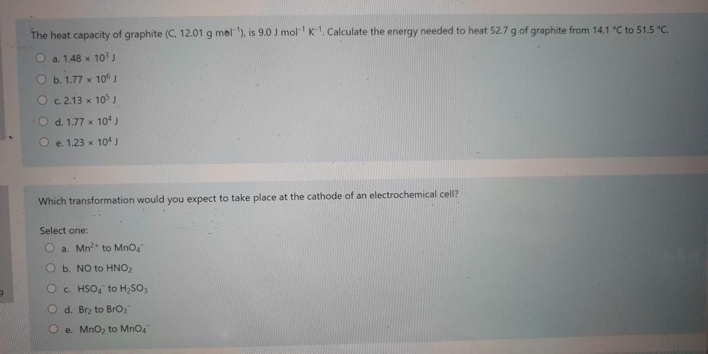 Solved The heat capacity of graphite (C, 12.01 g mol-').is | Chegg.com