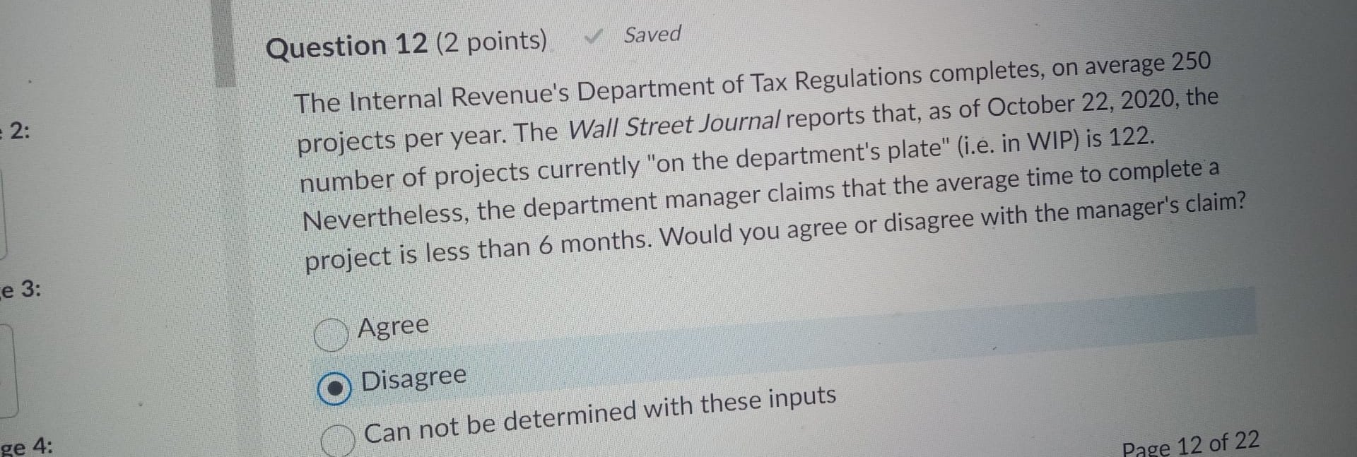 Solved Question 12 (2 ﻿points) ﻿SavedThe Internal Revenue's | Chegg.com