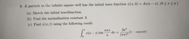 Solved A particle in the infinite square well has the | Chegg.com