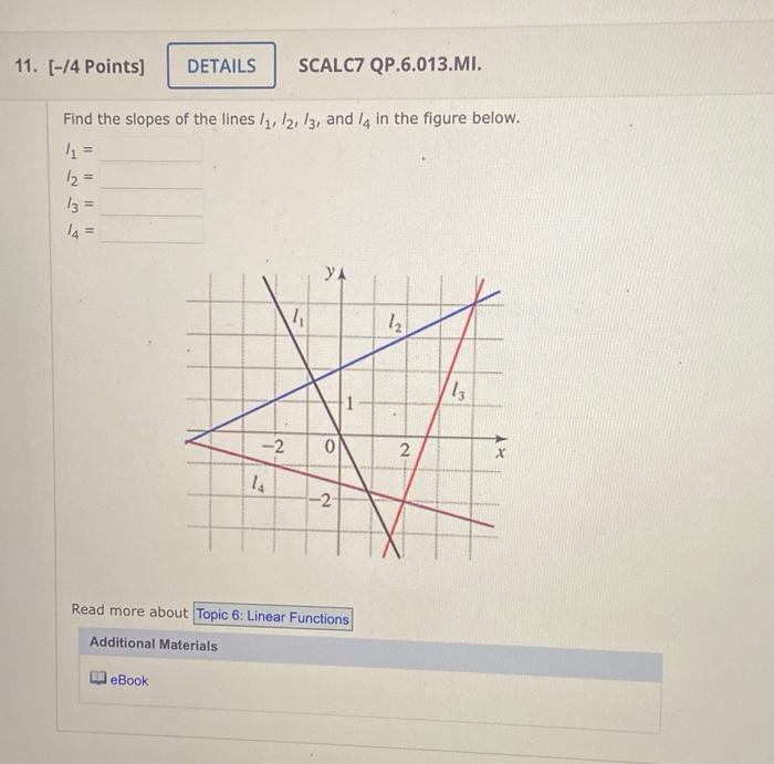Solved Find the slopes of the lines I1,I2,I3, and I4 in the | Chegg.com