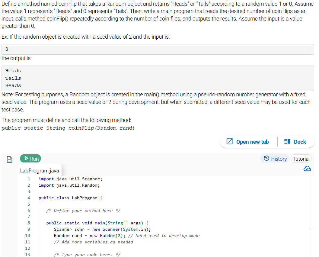 Solved I NEED THIS IN JAVADefine a method named coinFlip | Chegg.com