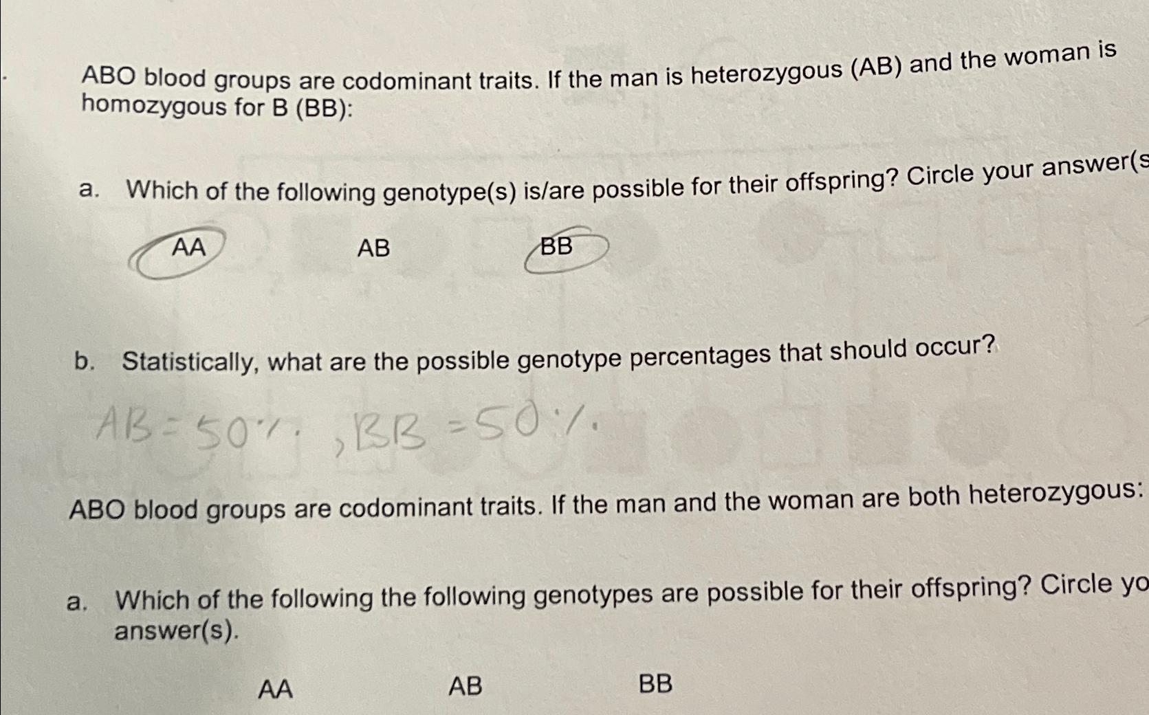 Solved ABO blood groups are codominant traits. If the man is | Chegg.com