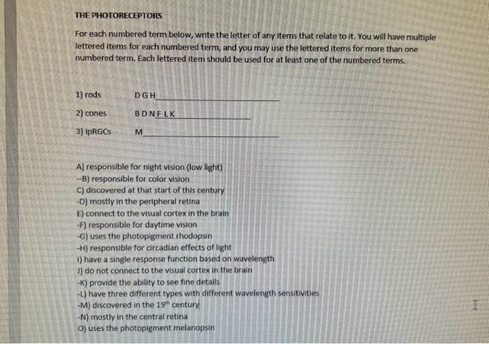 Solved For each numbered term below, write the letter of any | Chegg.com