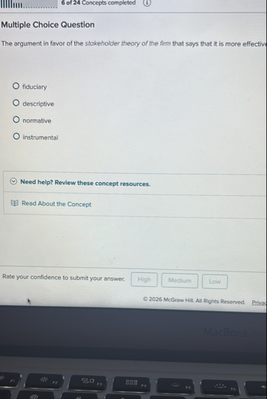 Solved \geoquad 6 ﻿of 24 ﻿Concepts completedMultiple Choice | Chegg.com