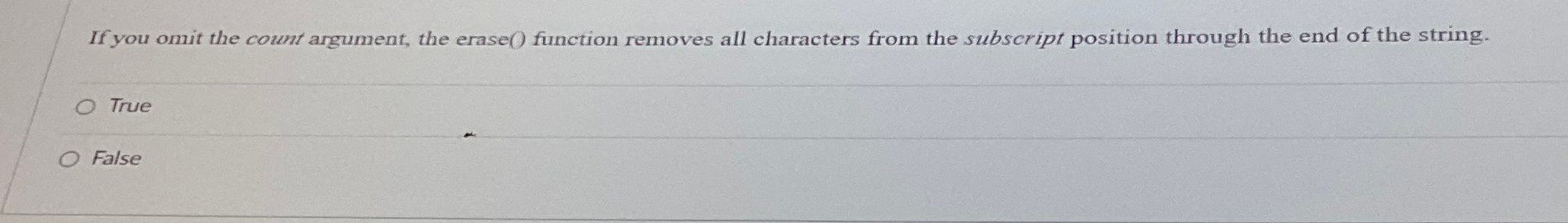 Solved If you omit the count argument, the erase( ﻿function | Chegg.com