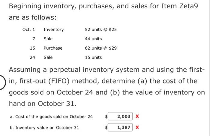 Solved Beginning inventory, purchases, and sales for Item | Chegg.com