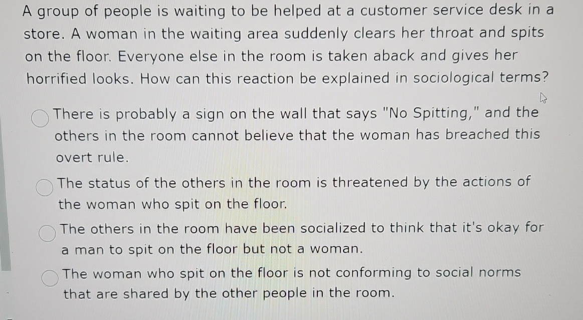 Solved A group of people is waiting to be helped at a | Chegg.com