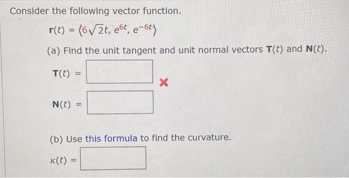 Solved Consider the following vector function. r(t) = (6√2t, | Chegg.com