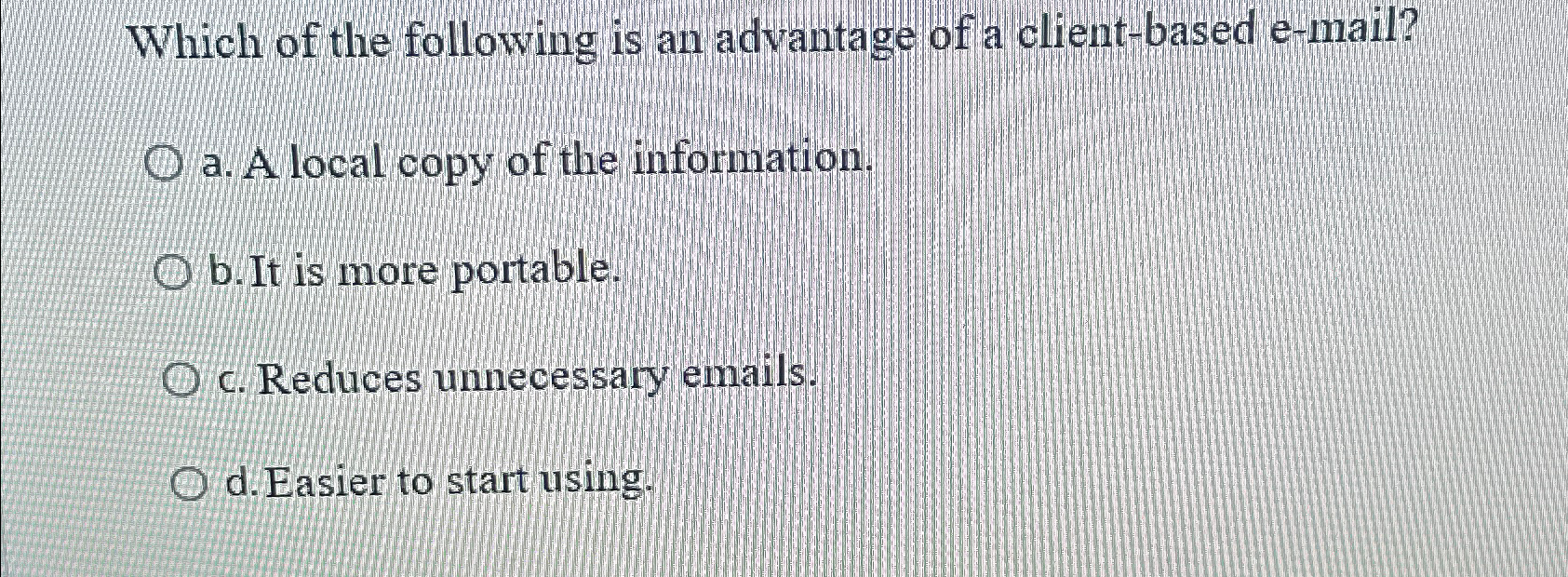 Solved Which of the following is an advantage of a | Chegg.com