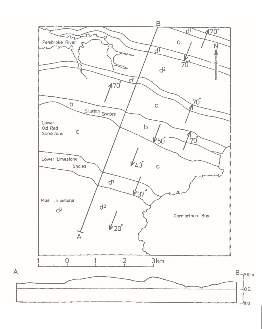 Solved Map 2 ﻿is a geological map with a cross section line | Chegg.com