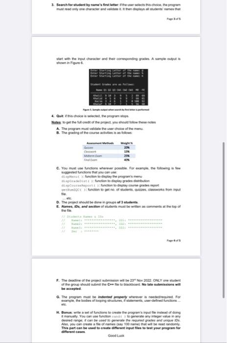 Solved The program's menu is composed of the following | Chegg.com