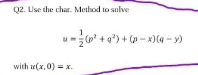 Solved Q2. Use the char. Method to solve u= 1 1 = {(p? + 9 ż | Chegg.com