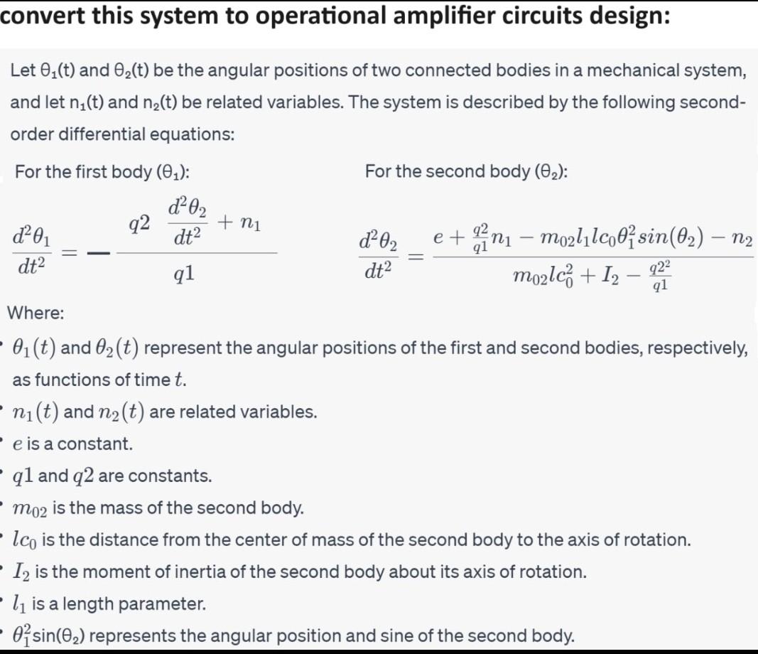 Solved convert this system to operational amplifier circuits | Chegg.com