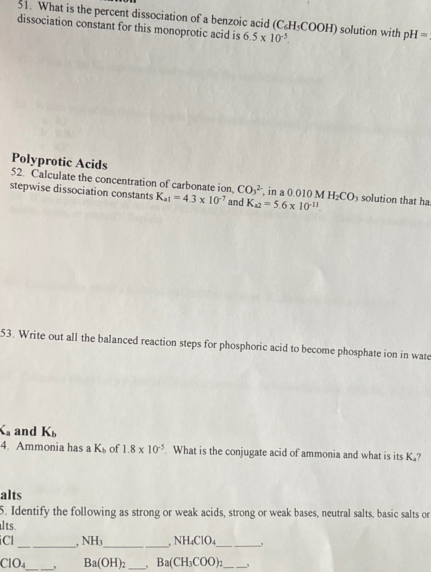 What is the percent dissociation of a benzoic acid | Chegg.com
