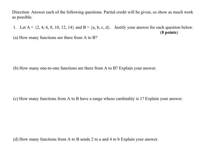 Solved Direction Answer Each Of The Following Questions