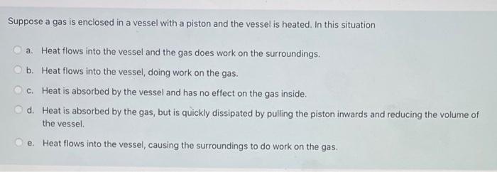 Solved Suppose a gas is enclosed in a vessel with a piston | Chegg.com