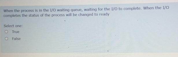 Solved When the process is in the IO ﻿waiting queue, waiting | Chegg.com