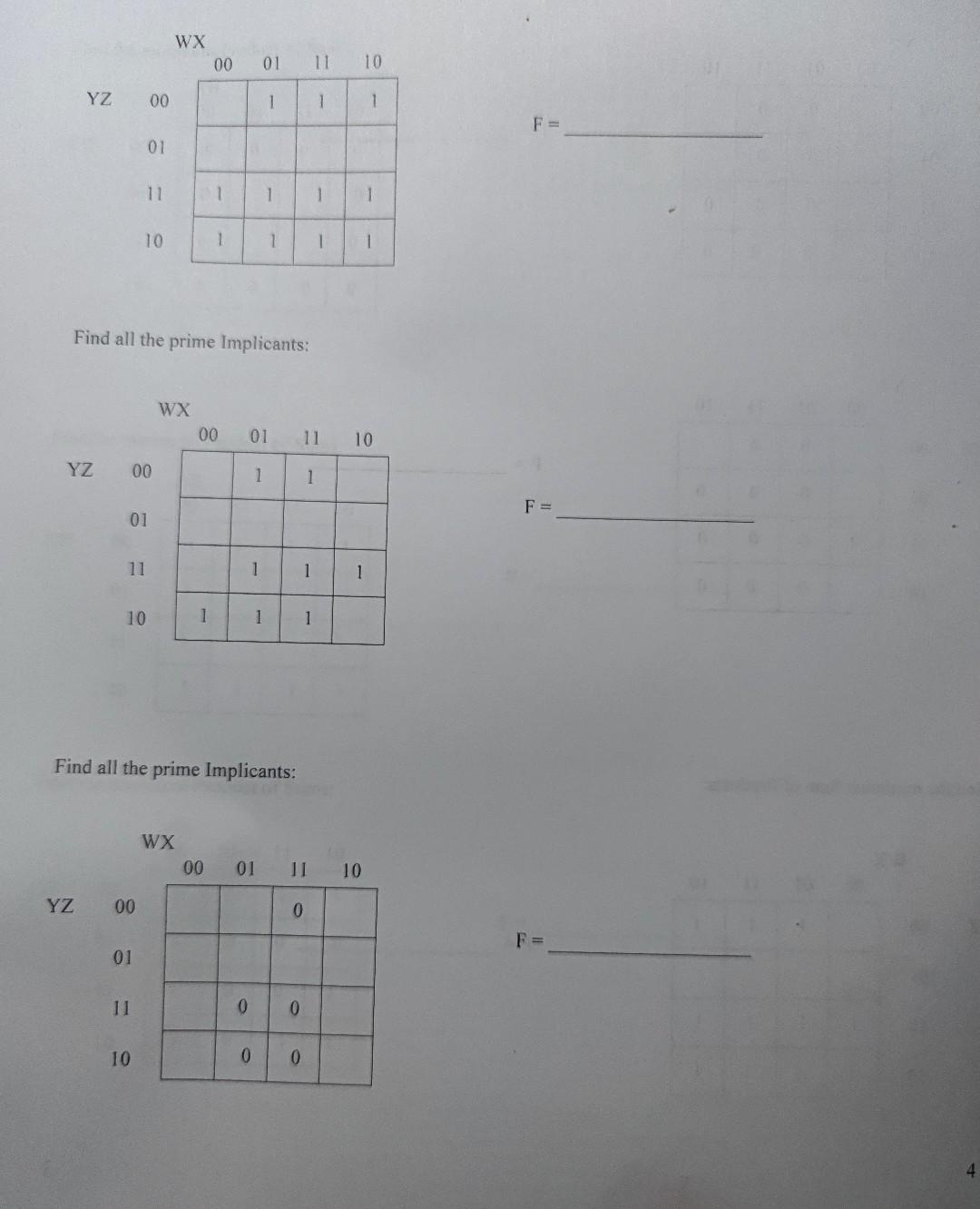 Solved Find all the prime Implicants: Y2 F= Find all the | Chegg.com