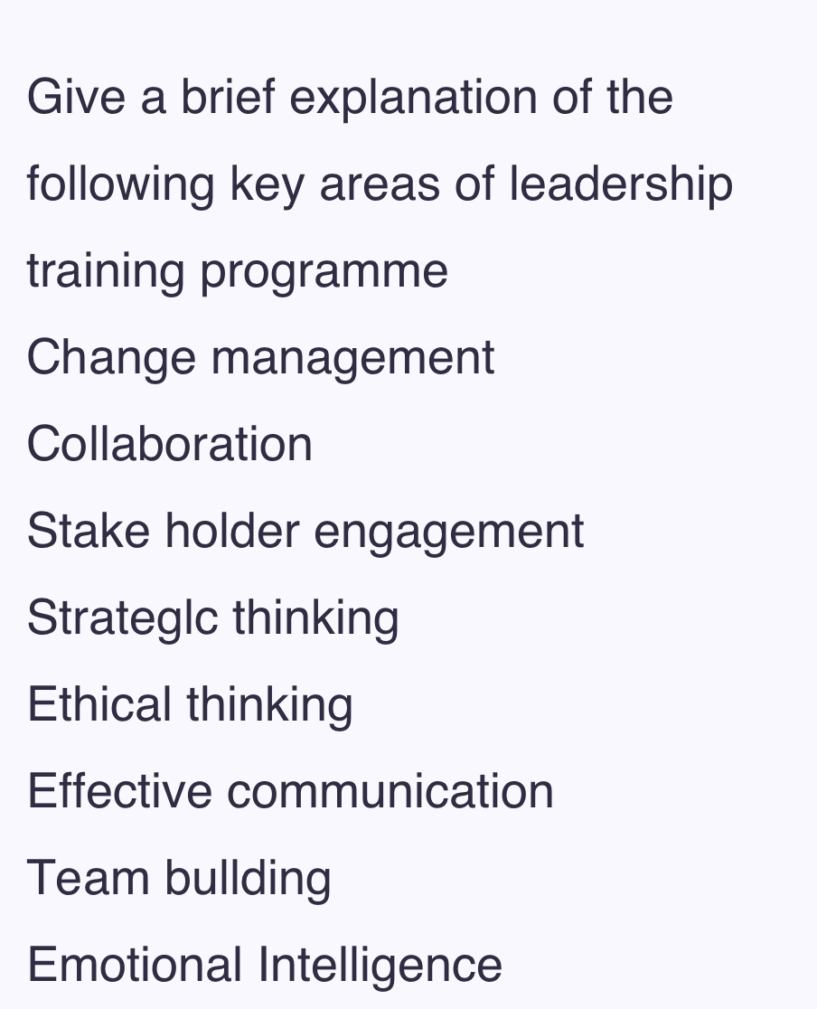 Give a brief explanation of the following key areas | Chegg.com