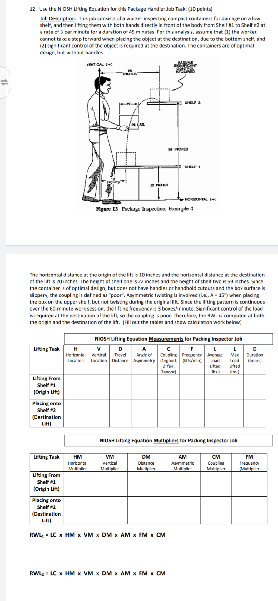 Solved 12. Use the NIOSH Lifting Equation for this package | Chegg.com