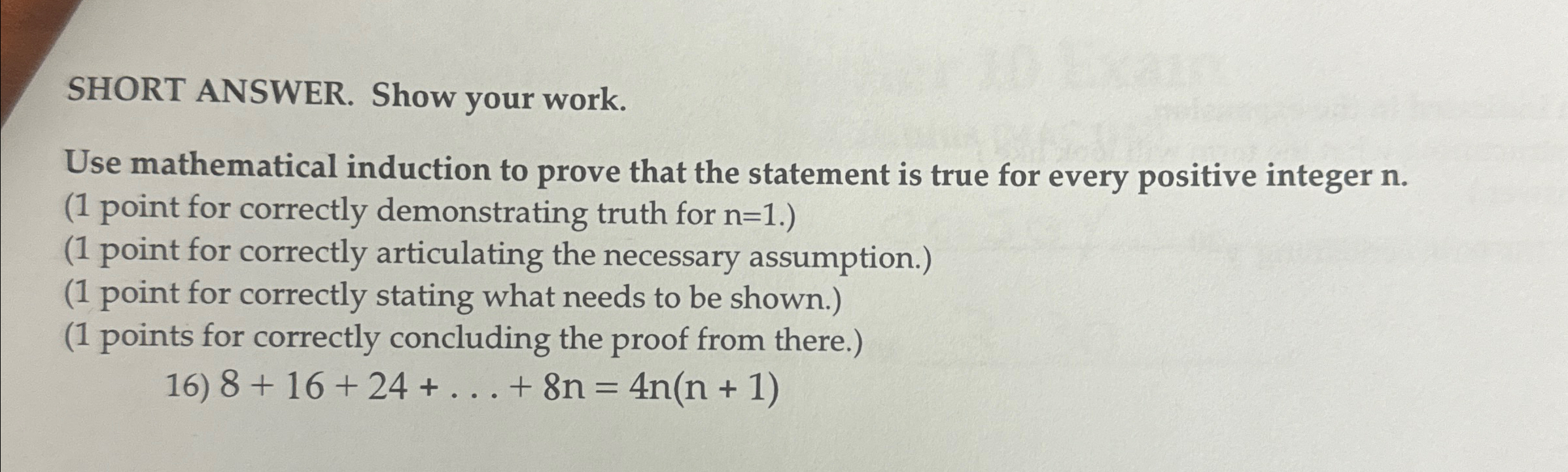 Solved SHORT ANSWER. Show your work.Use mathematical | Chegg.com