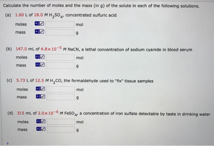Solved Calculate The Number Of Moles And The Mass In G Of