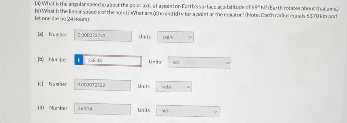 Solved (a) What is the angular speed ω about the polar axis | Chegg.com