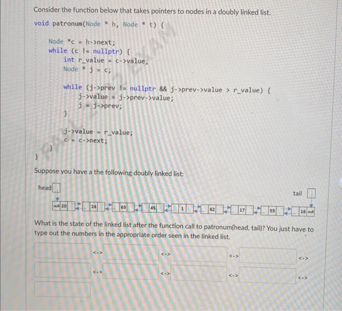 Solved Consider the function below that takes pointers to | Chegg.com