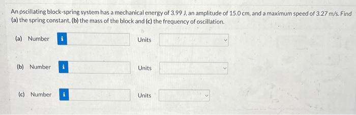 Solved An oscillating block-spring system has a mechanical | Chegg.com