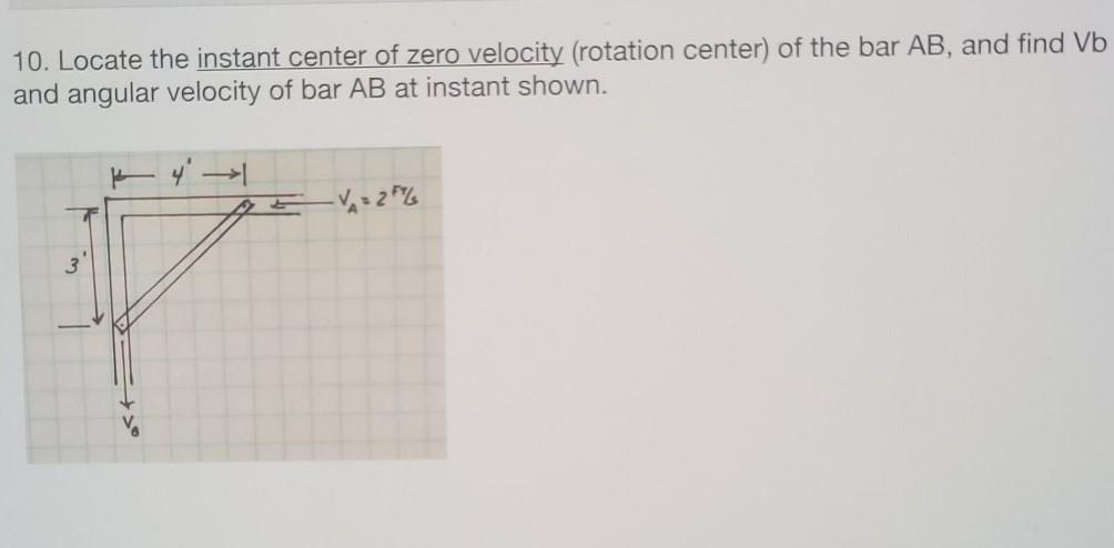 Solved 10. Locate the instant center of zero velocity | Chegg.com
