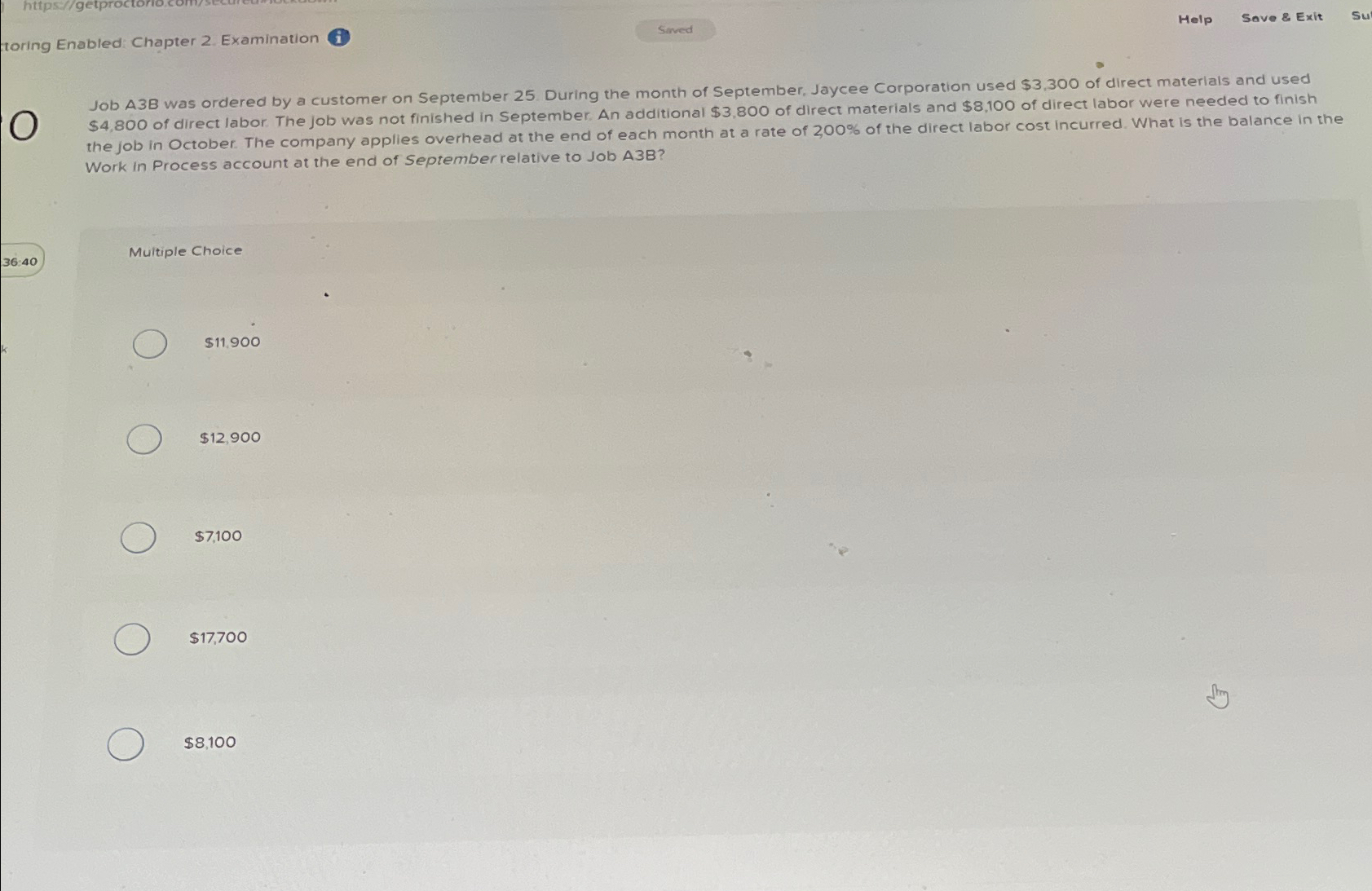 Solved toring Enabled: Chapter 2 ﻿Examination (i)HelpSave & | Chegg.com