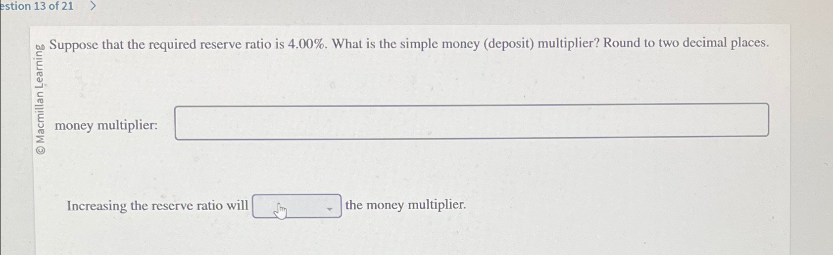 Solved estion 13 ﻿of 21Suppose that the required reserve | Chegg.com