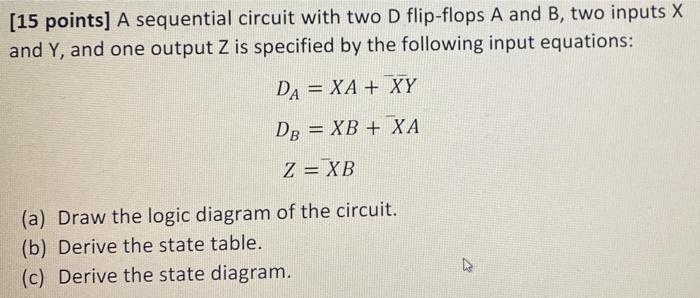Solved [15 points) A sequential circuit with two D | Chegg.com